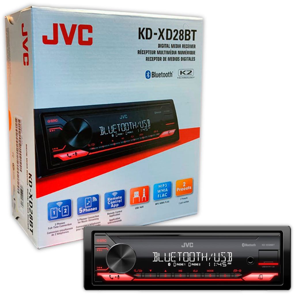 Autoestéreo 1 DIN JVC KD-XD28BT Bluetooth USB AUX 13 Bandas – Audioshop México lo mejor en Car ...