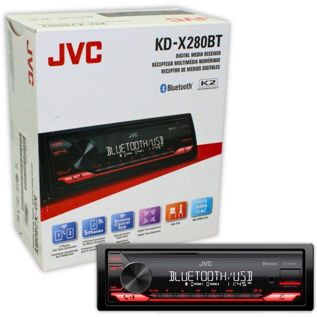 Autoestéreo 1 DIN JVC KD-X280BT Bluetooth USB AUX App Control – Audioshop México lo mejor en Car ...