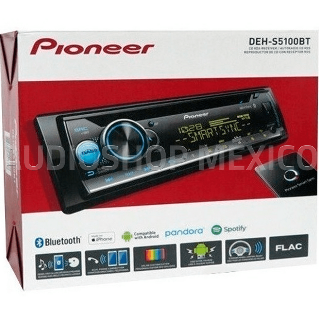 Autoestéreo 1 DIN Pioneer DEH-S5100BT USB Bluetooth CD AUX Spotify Pan – Audioshop México lo ...