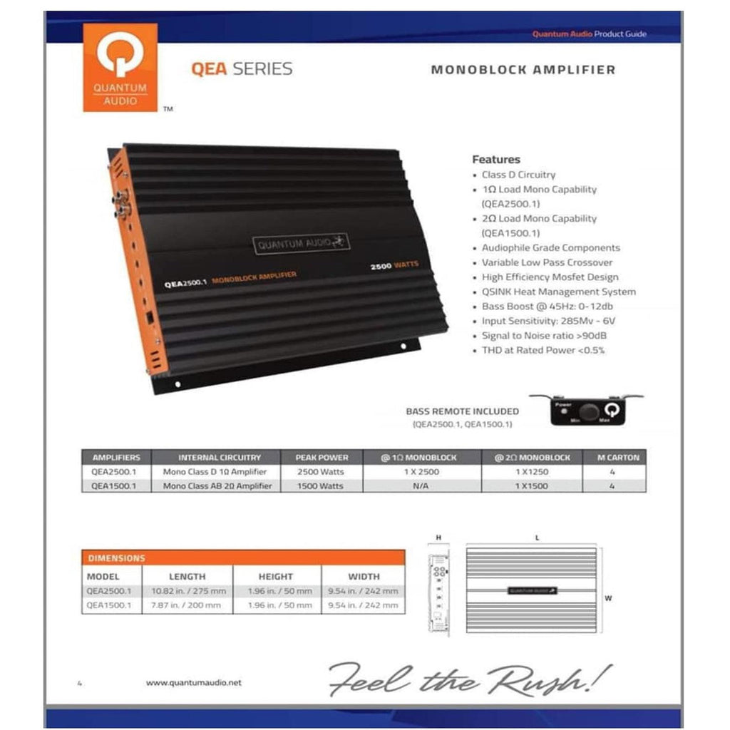 Amplificador Monoblock Quantum QEA1500.1 1500 Watts Clase A/B 2 Ohms c – Audioshop México lo ...