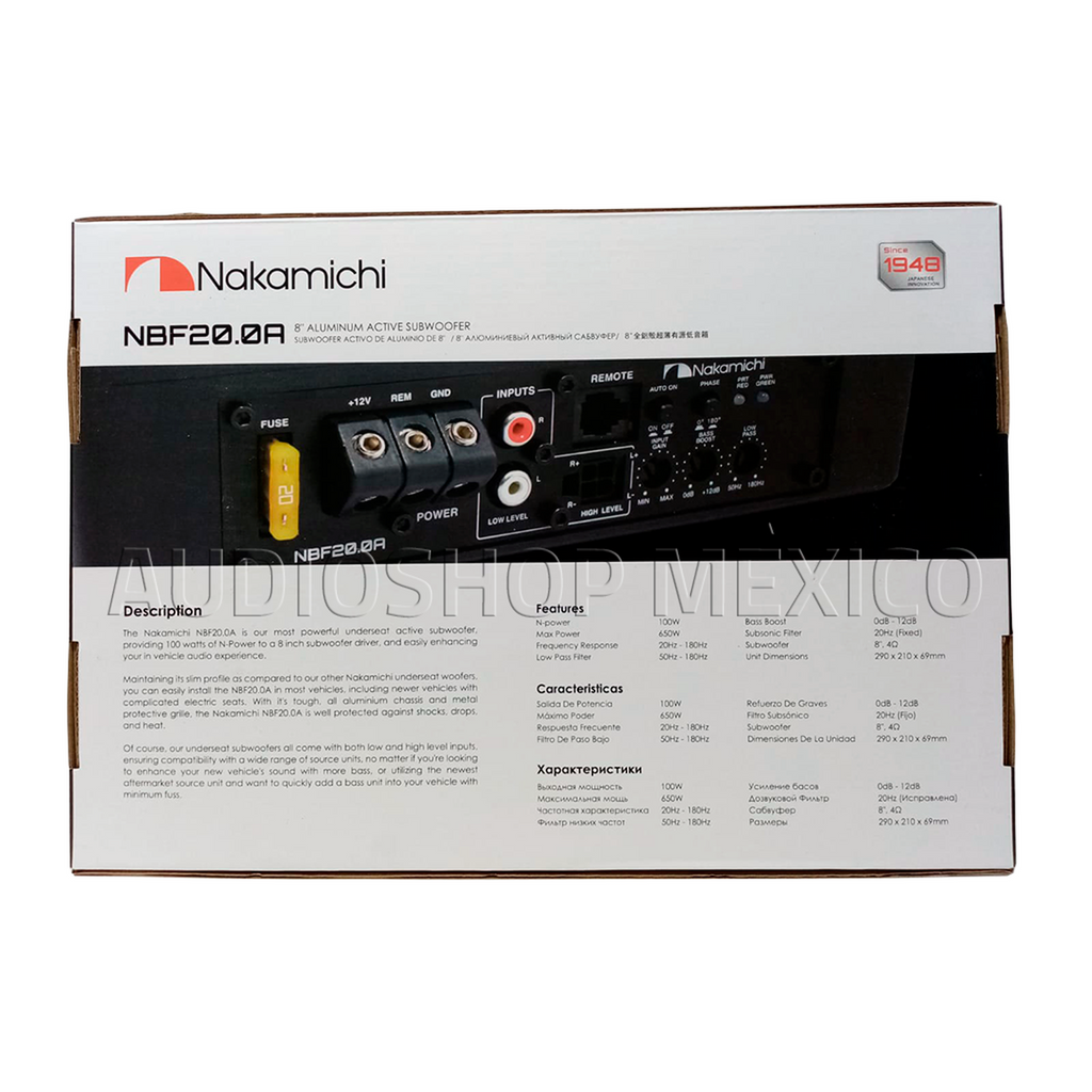 Subwoofer Amplificado Nakamichi NBF20.0A 8 650 Watts 8 Pulgadas 4 Ohms ...